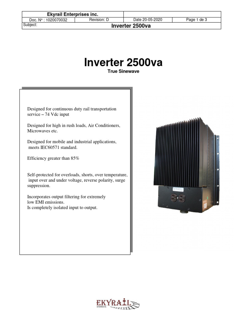 Rail Inverter Specs & Features | PDF | Power Inverter | Electrical ...