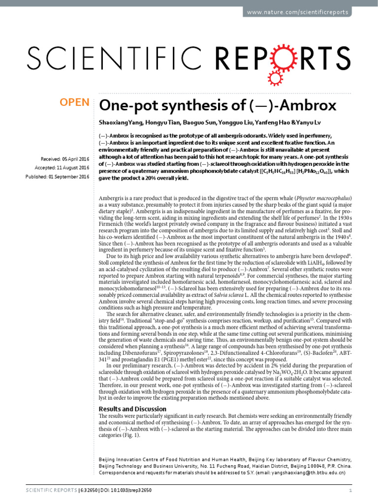 Synthesis of Ambrox_2 | Download Free PDF | Catalysis | Organic Synthesis