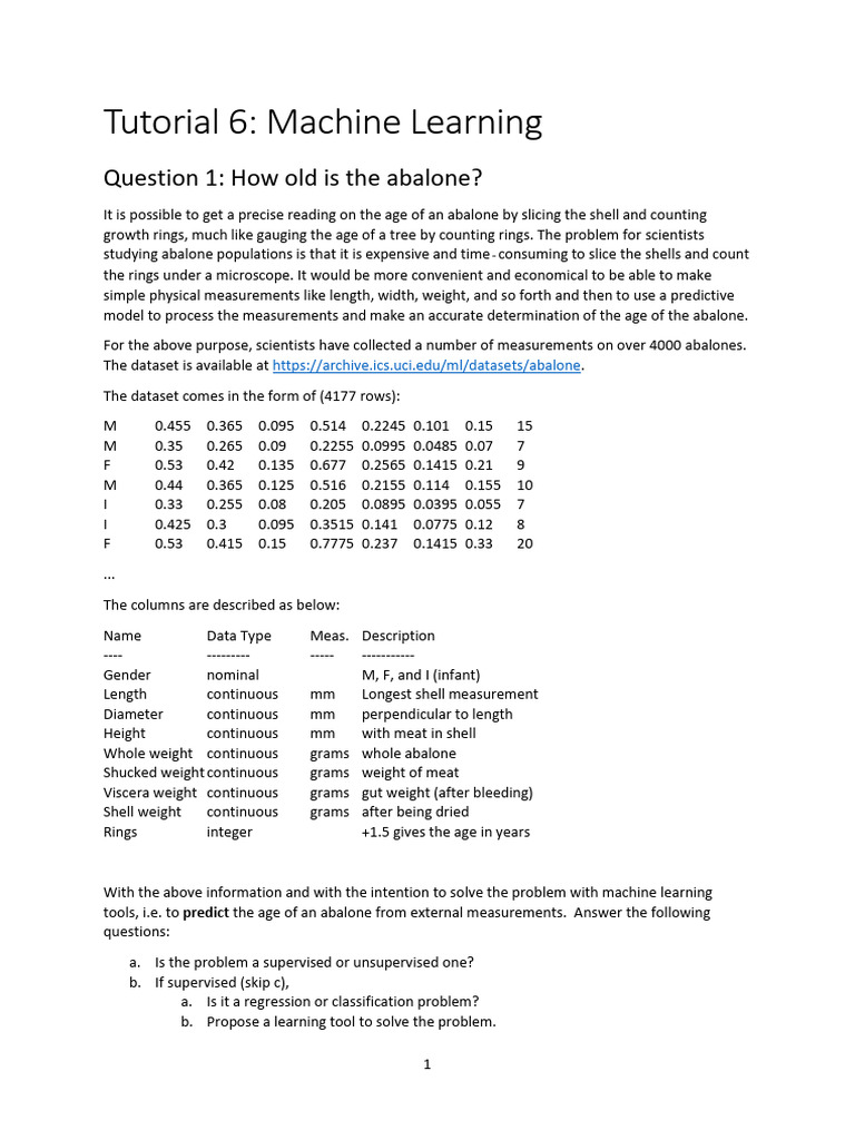 Tutorial 6 Machine Learning | PDF | Regression Analysis | Applied Mathematics