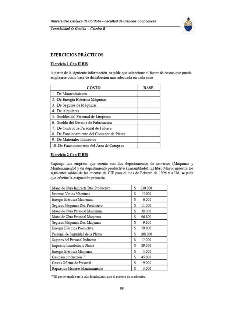 Capitulo 2 - Notas de Cátedra - COSTOS INDIRECTOS - PRACTICO (E) | Descargar gratis PDF ...
