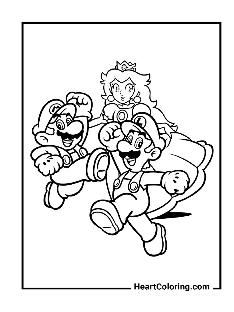 494 Mario Luigi and Princess Peach Super Mario Coloring Pages | PDF