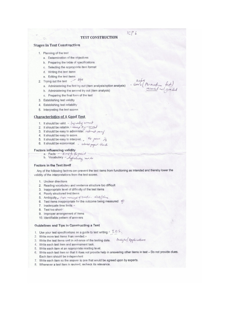 Files on Stages in making test and characteristics of a Good Test in ...