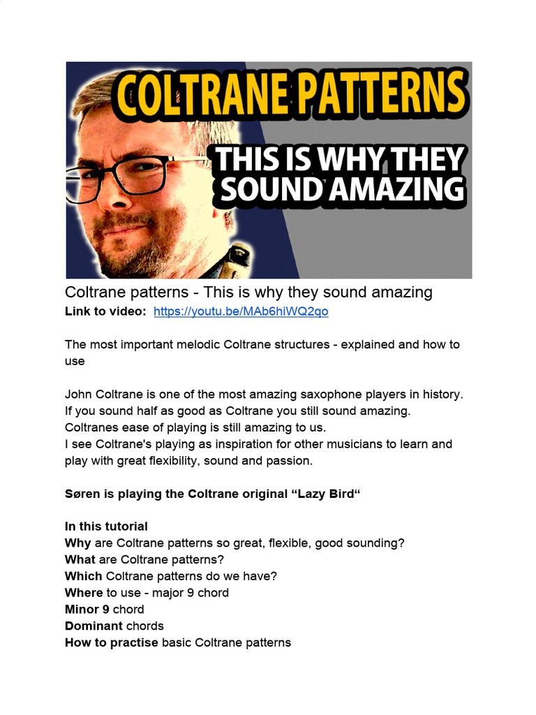 Mastering Coltrane Patterns for Saxophone | PDF | Chord (Music) | Harmony