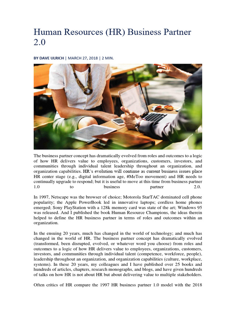 Human Resources Business Partner 2.0 | PDF | Human Resource Management ...