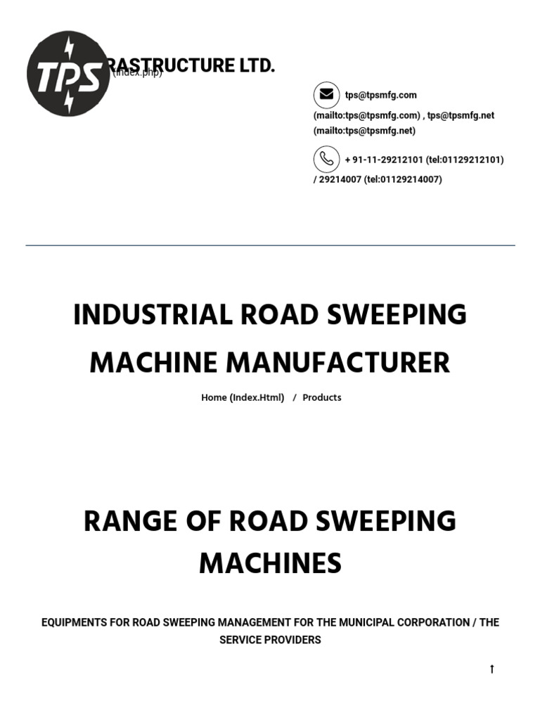 Tps Infra - Road Sweepers | PDF | Vacuum Cleaner | Rail Transport