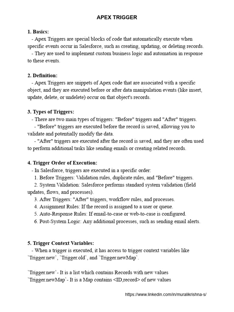 Apex Trigger Pdf Variable Computer Science Computer Programming