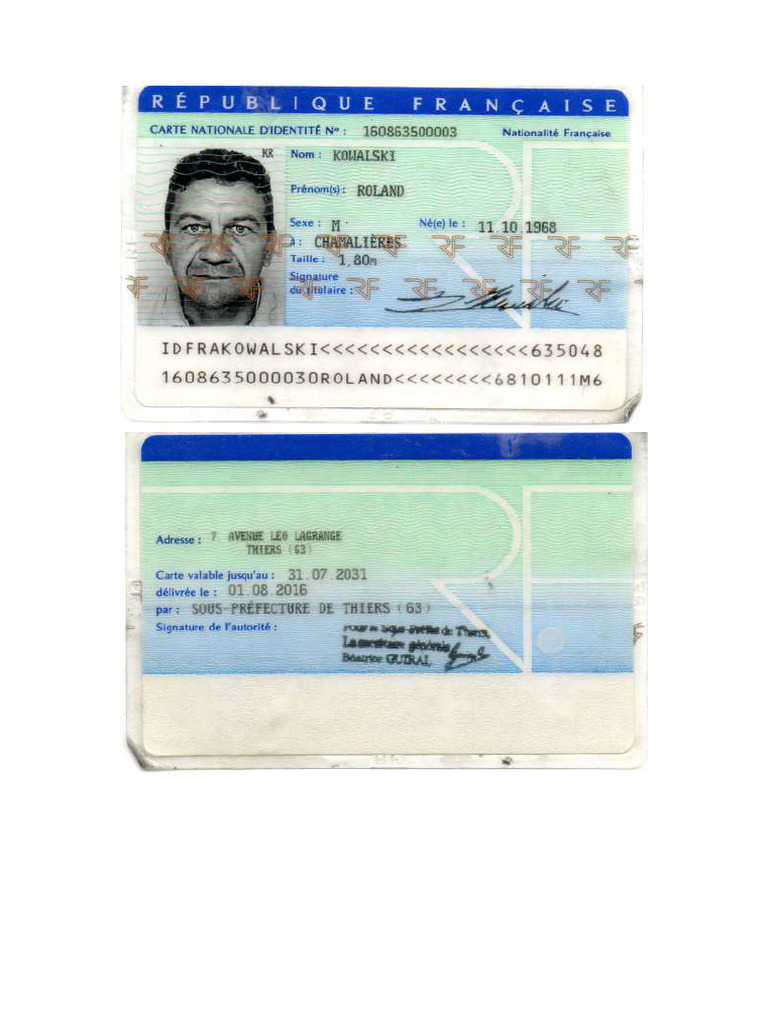 Carte D'identite Roland Kowalski | PDF