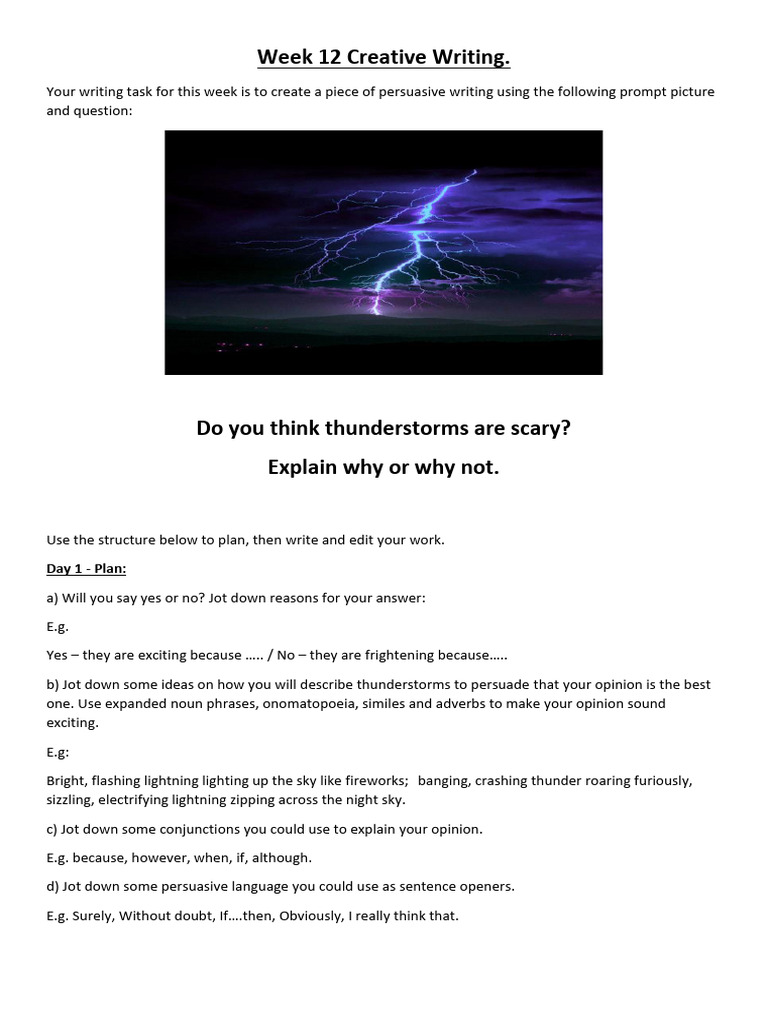 Persuasive Writing on Thunderstorms | PDF | Sentence (Linguistics ...