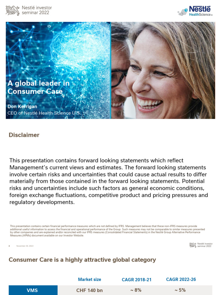 Investor Seminar 2022 Nestle Health Science Usa PDF Brand Risk