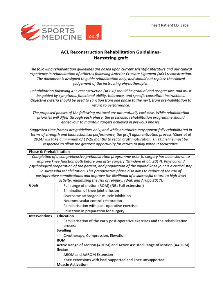 ACL Protocol New 2021 Hamstring Graft | PDF | Strength Training | Knee