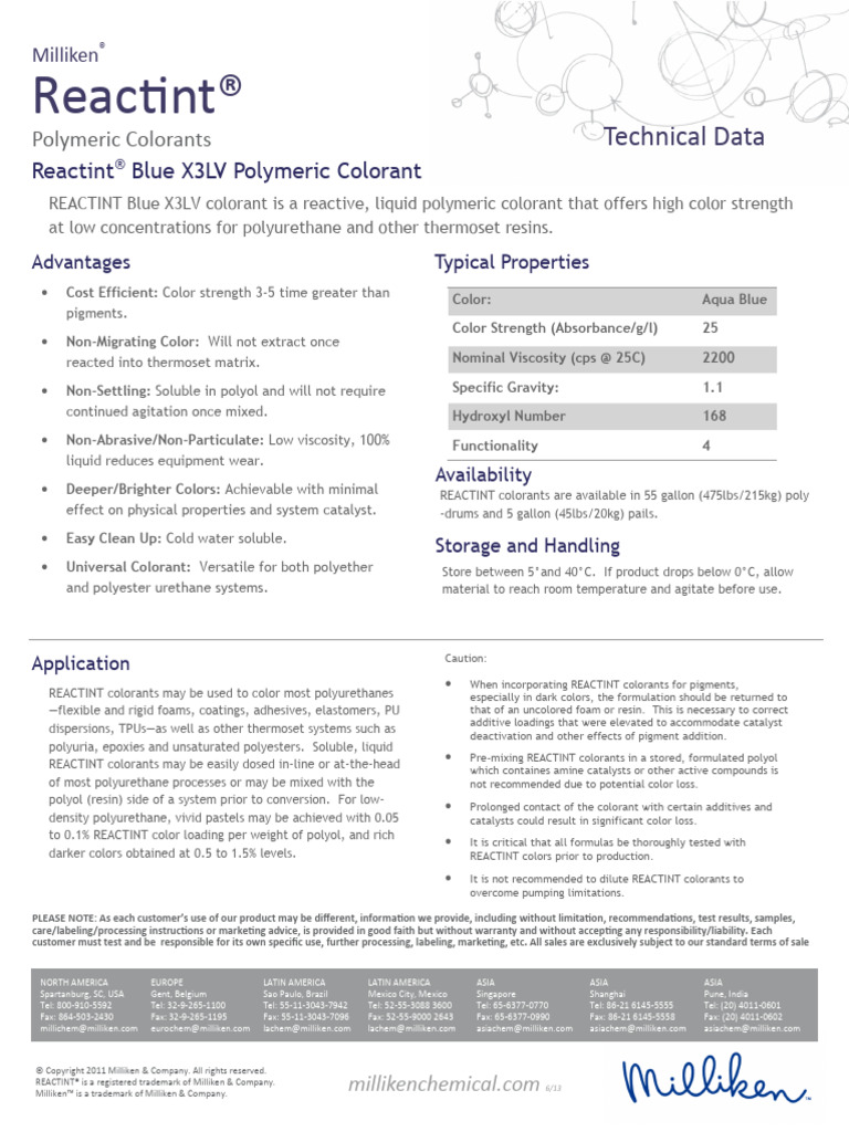 TDS Reactint Blue X3LV | PDF | Polyurethane | Building Materials