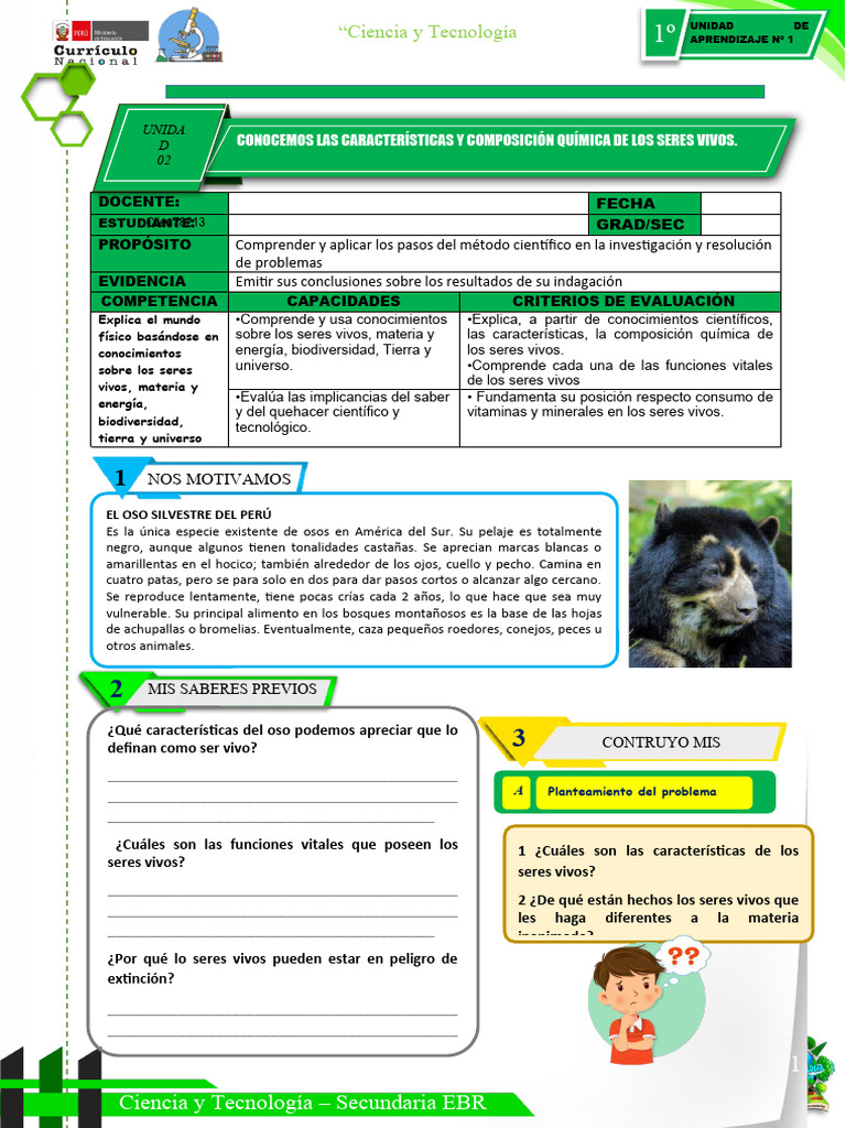 A-1º Act 1 Cyt Unid 2 - Sem 1 | PDF | Organismos | Plantas