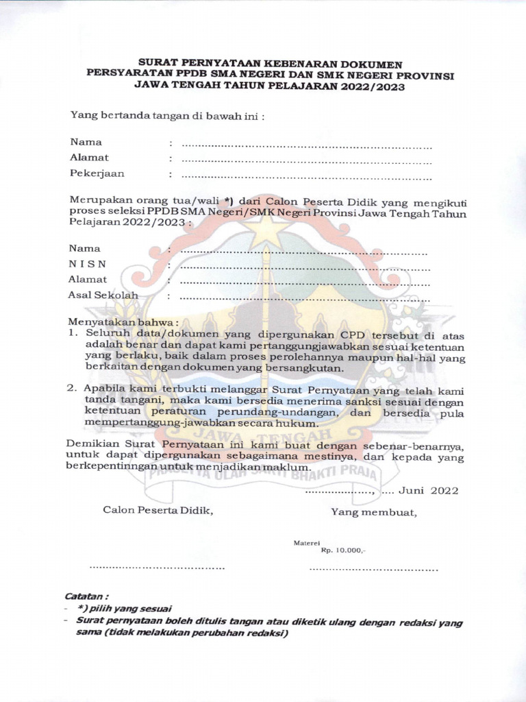 Pakta Integritas PPDB 2022 | PDF