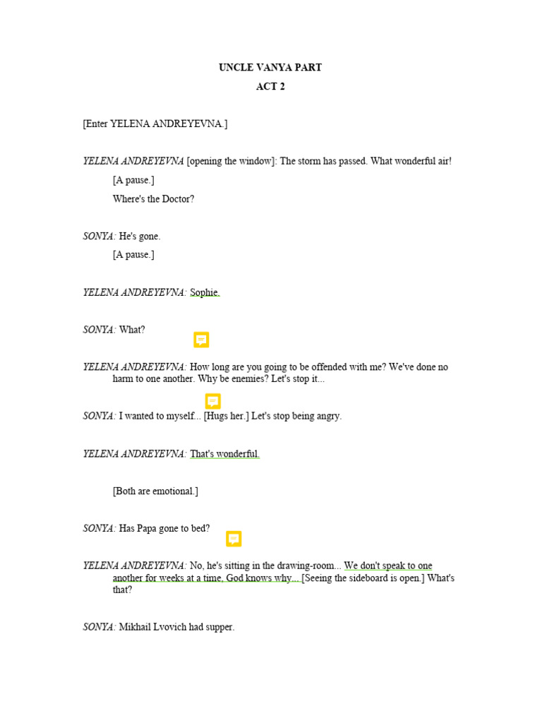 Uncle Vanya - Chekhov's Scene - Act 2 | PDF | Art