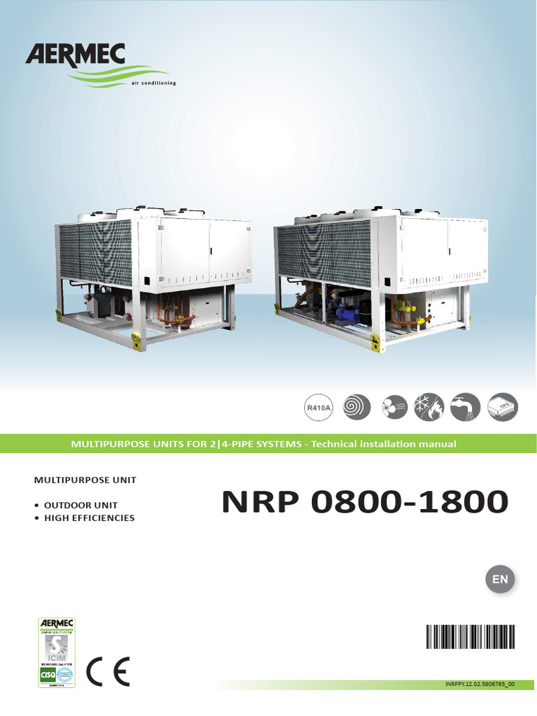 Aermec NRP 2-4 Pipe System Manual | PDF | Heat Pump | Water Heating
