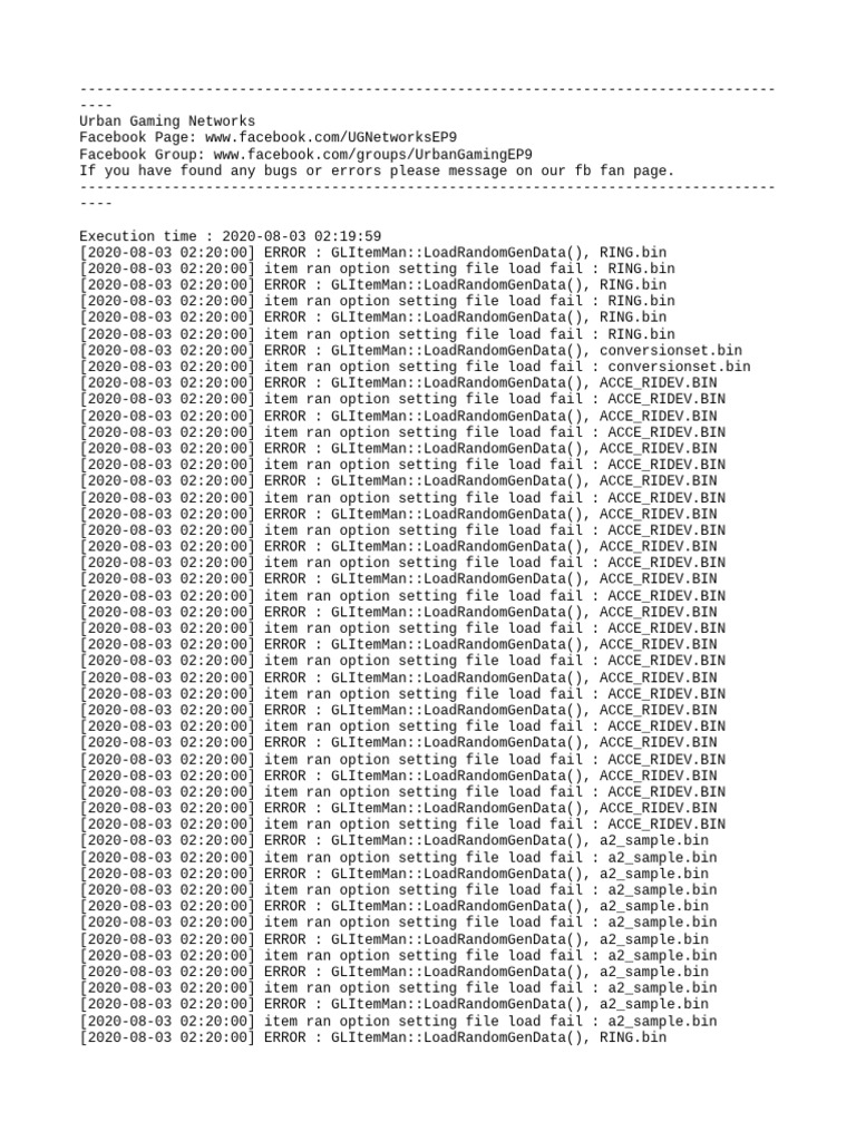 Urban Gaming Network Errors | PDF | Software | Computing