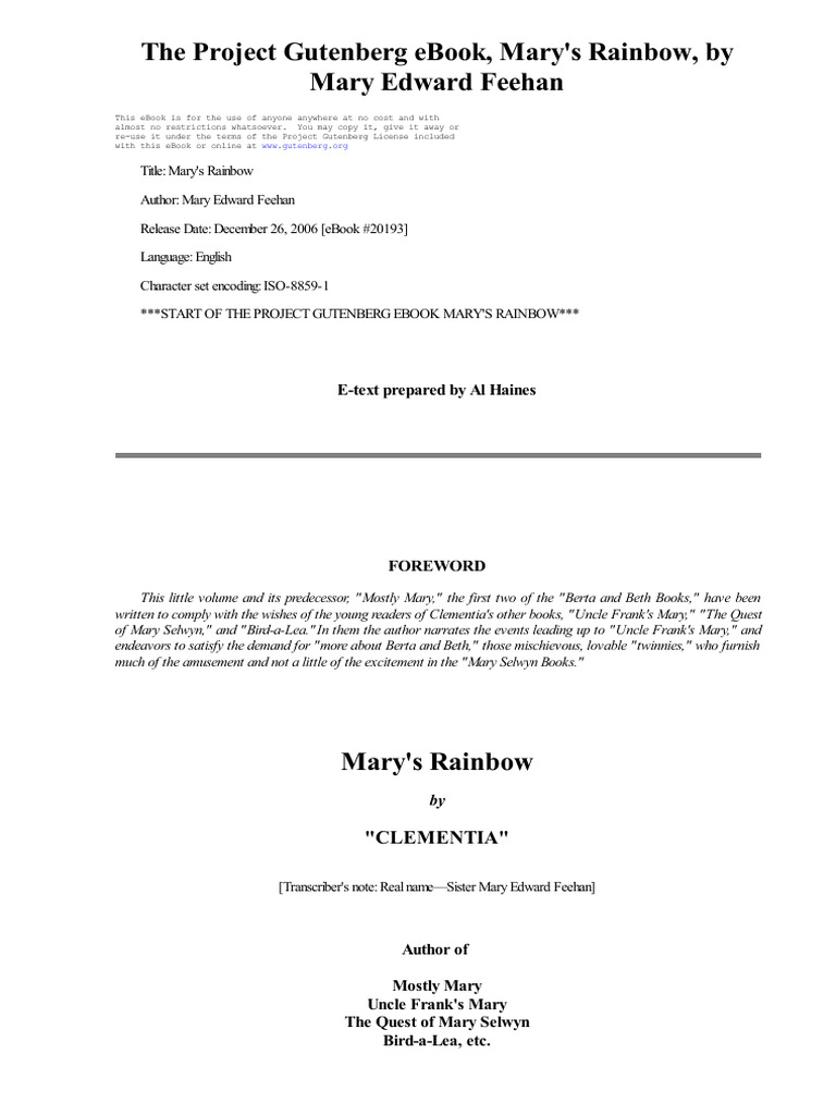 Marys Rainbow by Mary Edward Feehan - PDF Room | PDF | Project ...