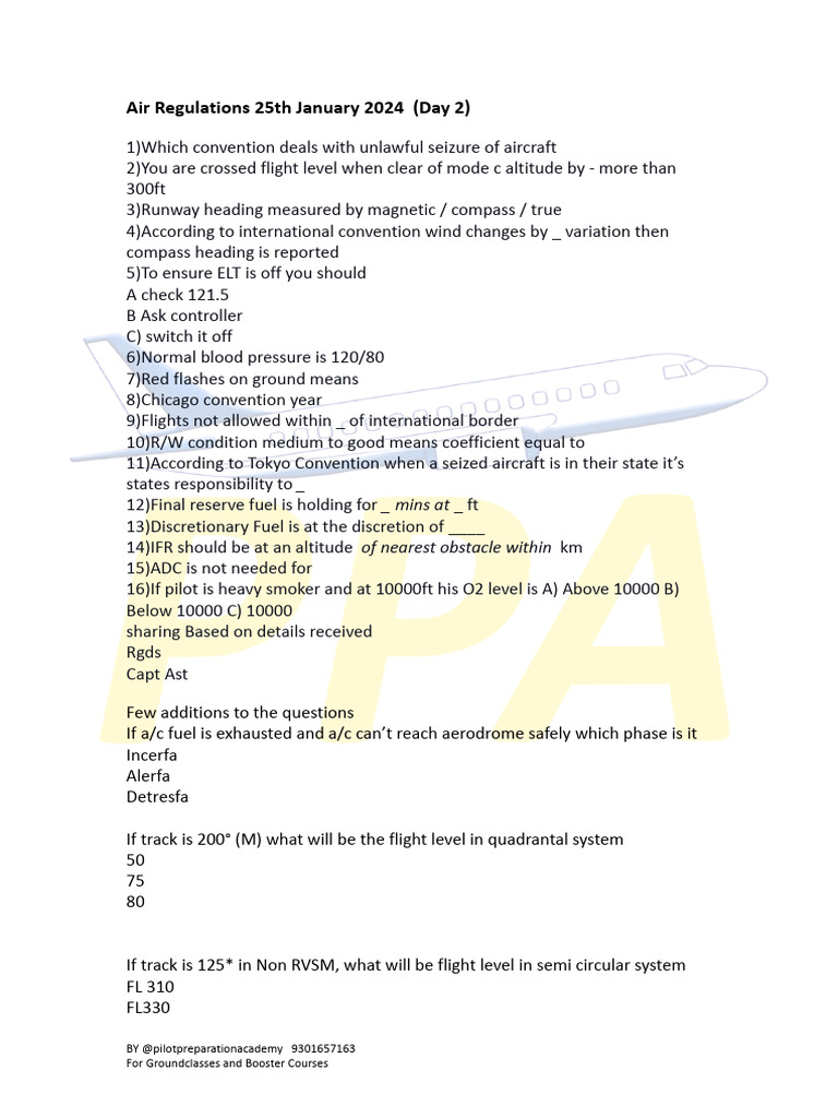 Air Regulations D2 January 2024 | PDF | Aviation | Aviation Accidents ...