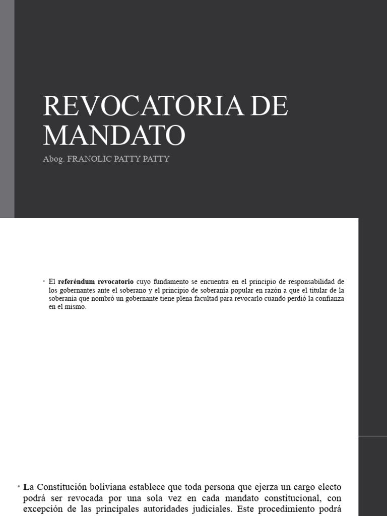 Revocatoria De Mandato Bolivia Descargar Gratis Pdf Gobierno