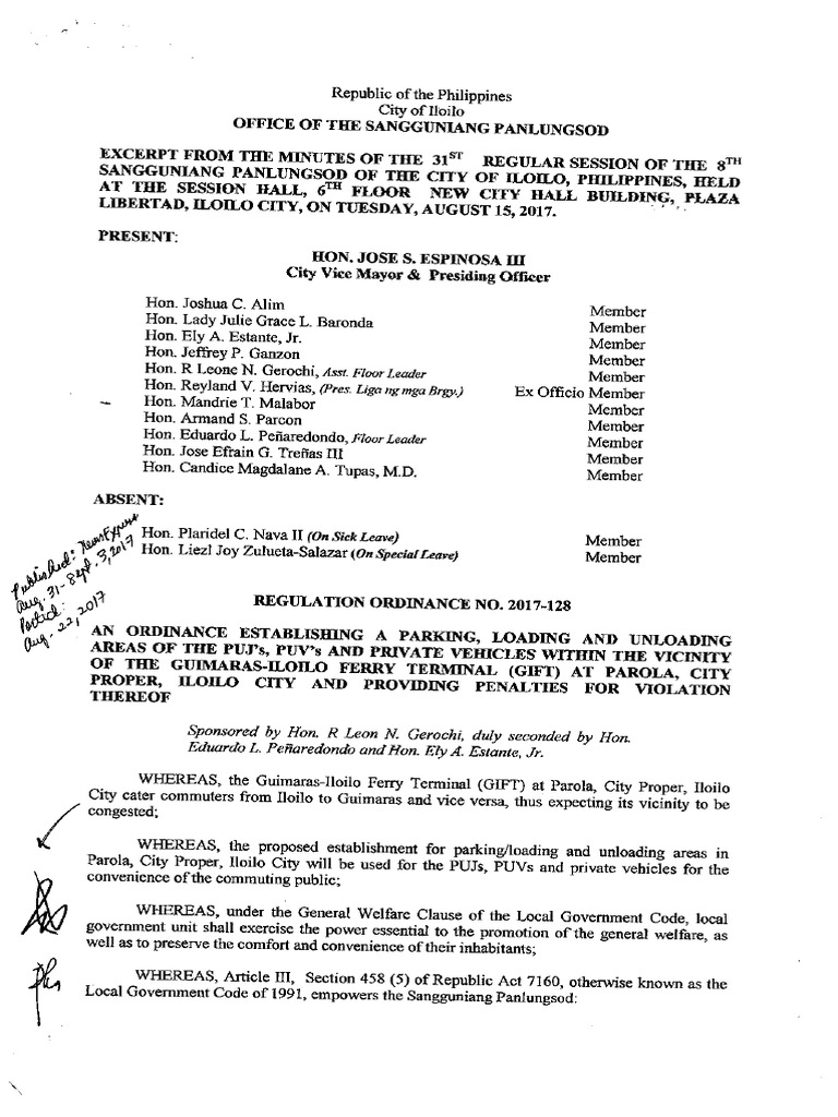 2017-128 Establishing Parking Loading and Unloading Areas of Puj Puv ...