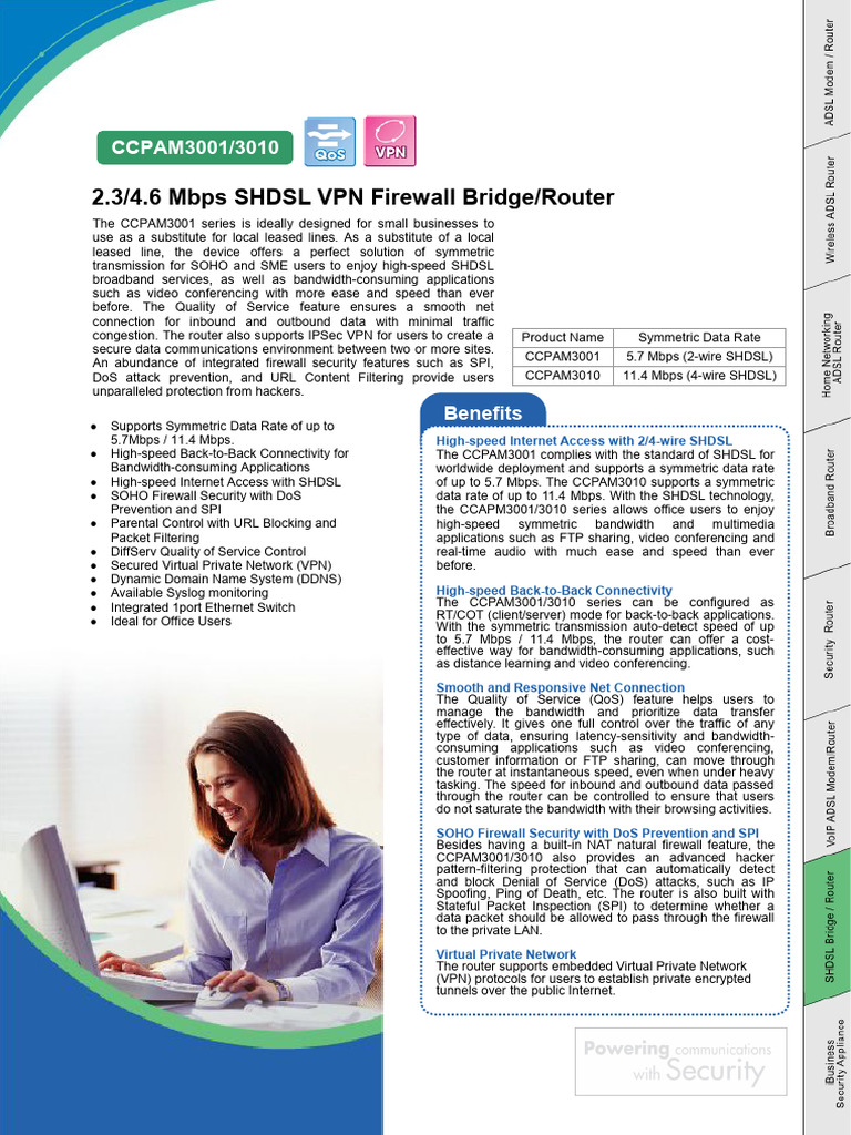 SHDSL VPN Router with Firewall Security | PDF | Firewall (Computing ...