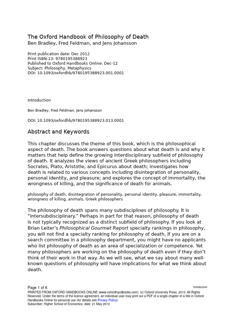 Philosophy of Death | PDF | Concept | Ancient Greek Philosophy