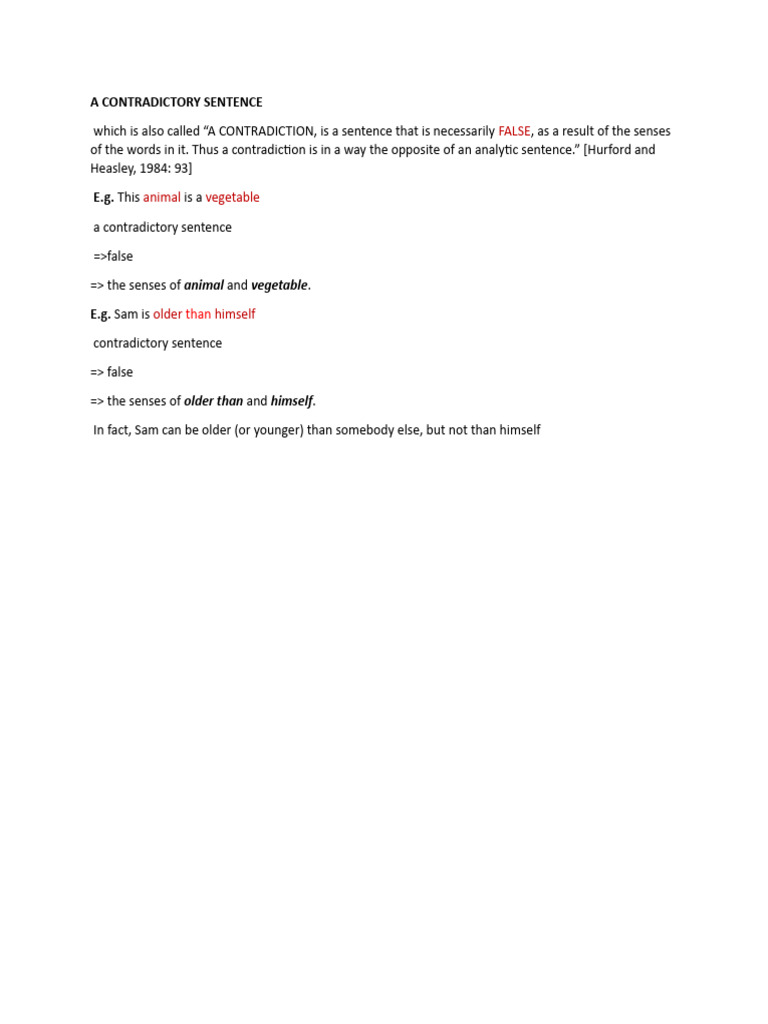 A Contradictory Sentence | PDF