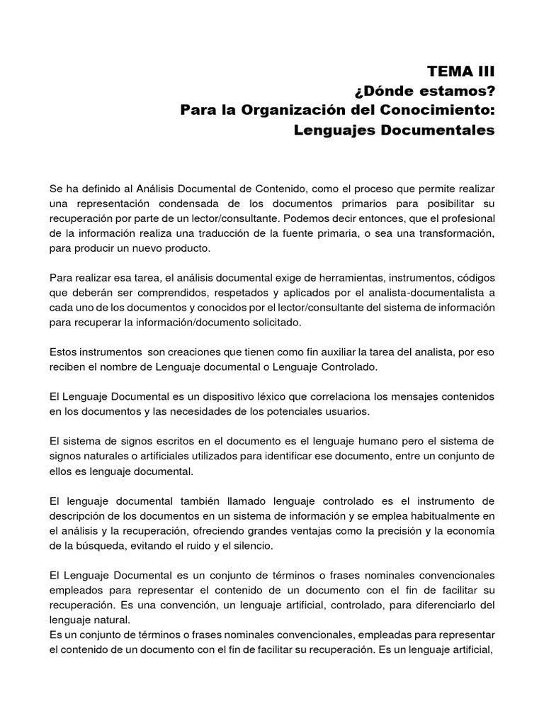 03 Tema 3 SOC Lenguaje Documentales | PDF | Información | Léxico