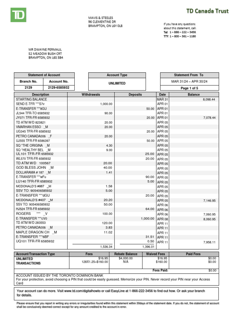 Bank statement | PDF | Personal Identification Number | Annual ...