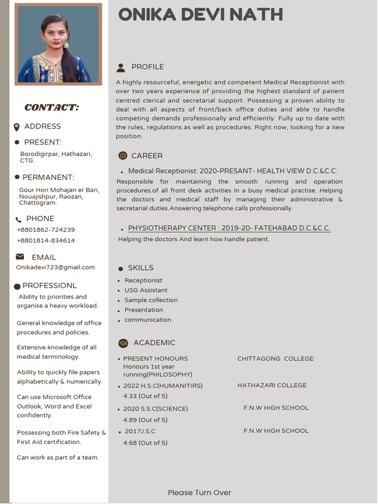 Curriculam Vita of Onika Devi Nath | PDF | Health Care