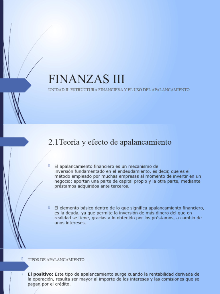 Unidad II | PDF | Apalancamiento (Finanzas) | Ratio financiero