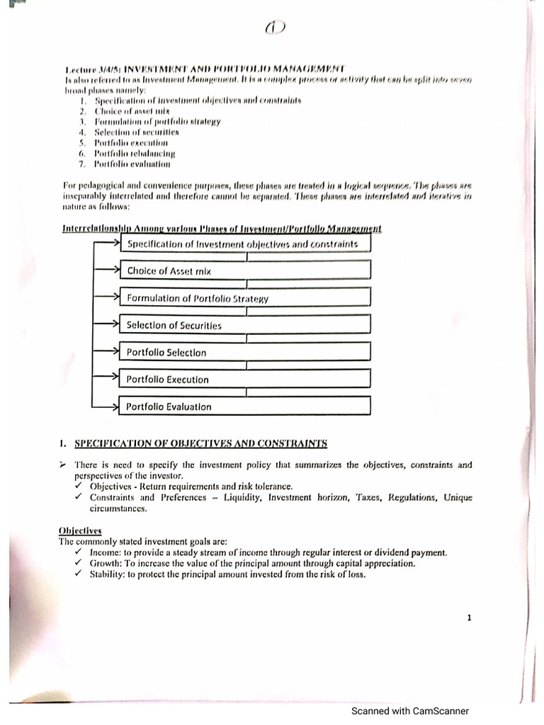 Investment and portfolio management Lec 2 | PDF