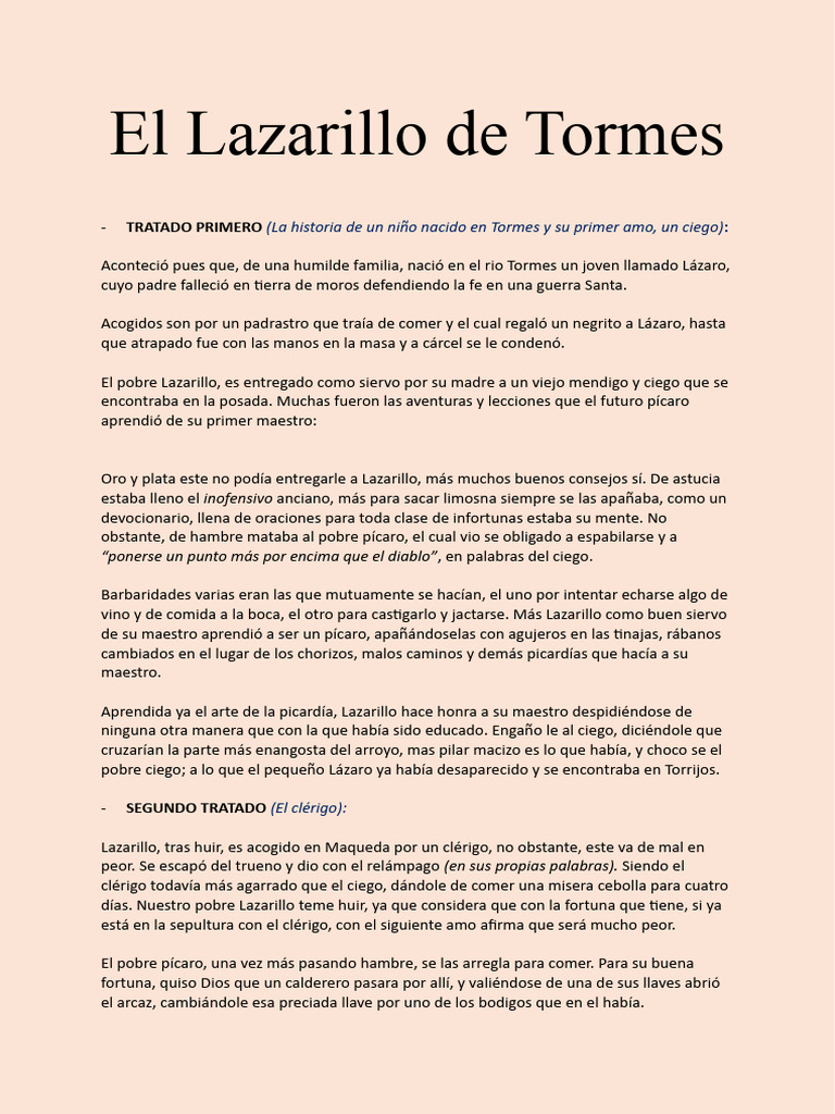 El Lazarillo de Tormes | PDF