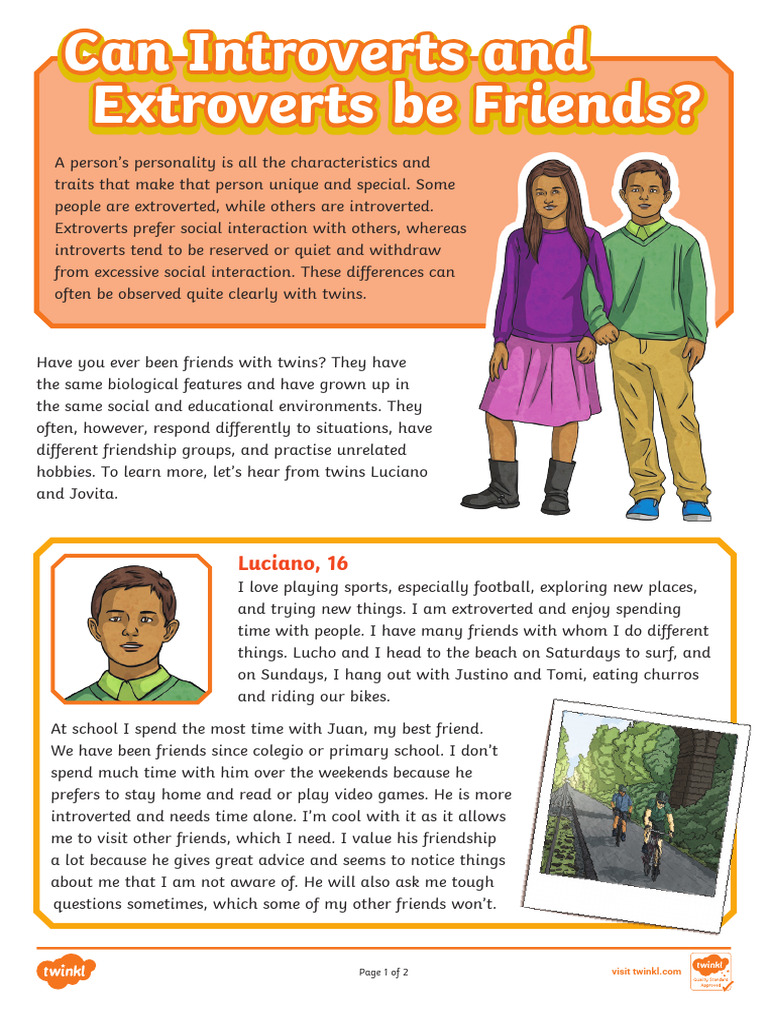 Can Introverts and Extroverts Be Friends (May Teens Reading Pack) | PDF ...