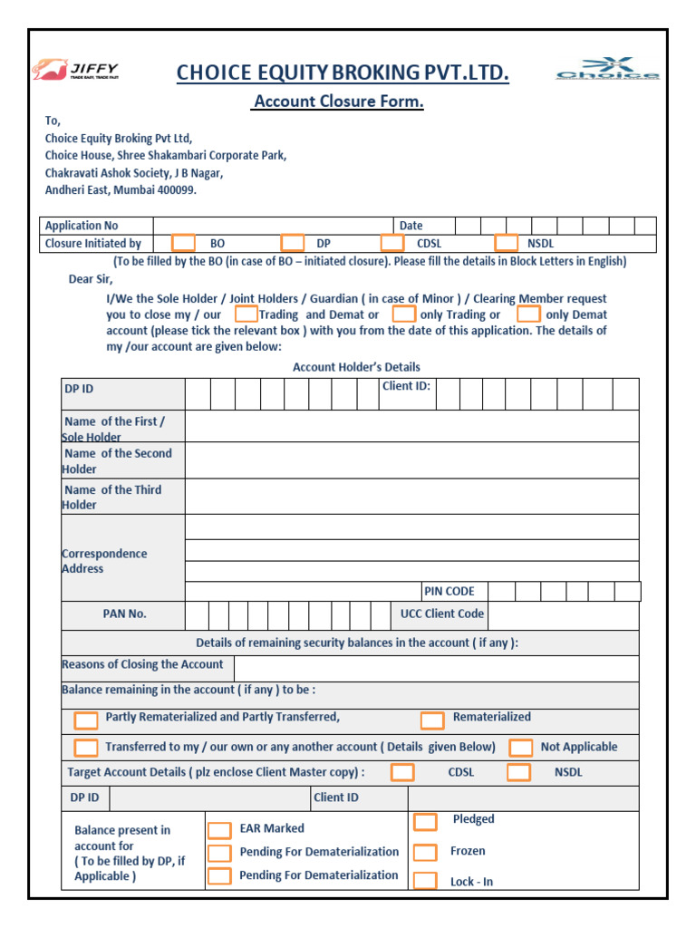 Closure Form | Download Free PDF | Financial Markets | Securities (Finance)