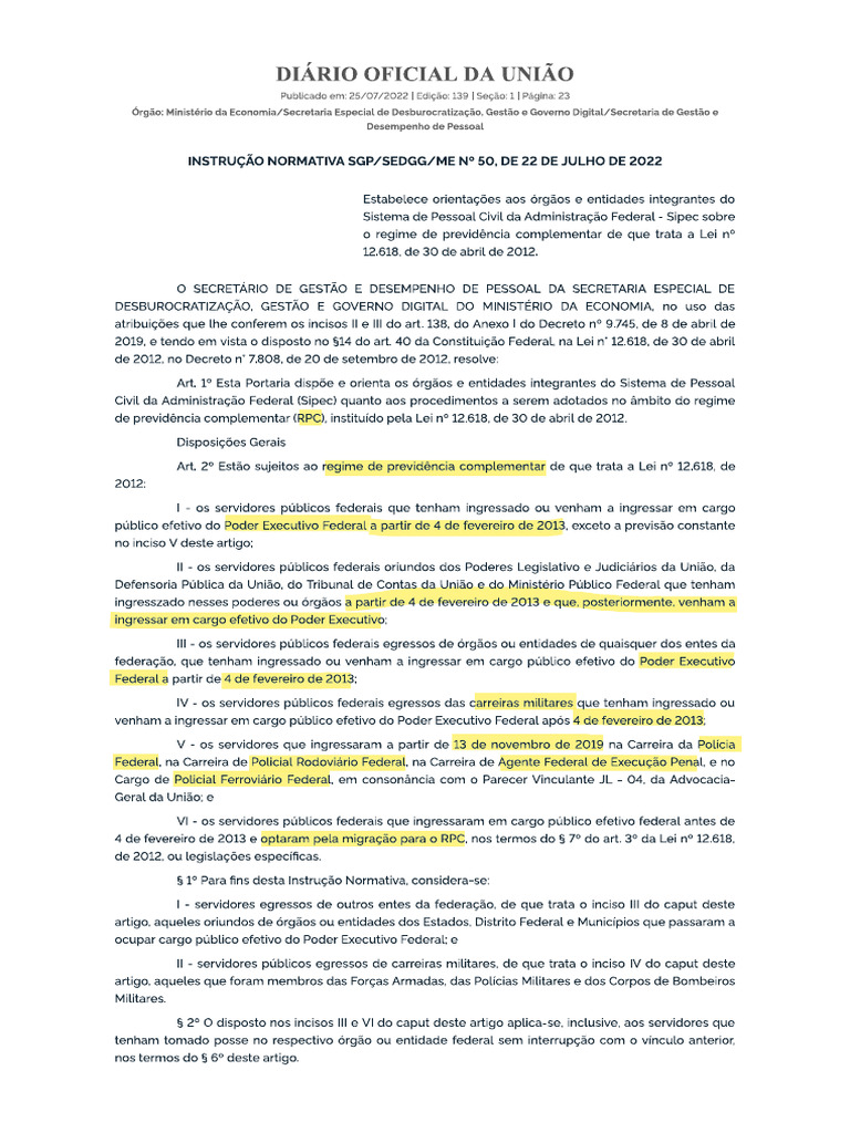 Executivo IN SGP SEDGG ME 50 2022 1 | PDF