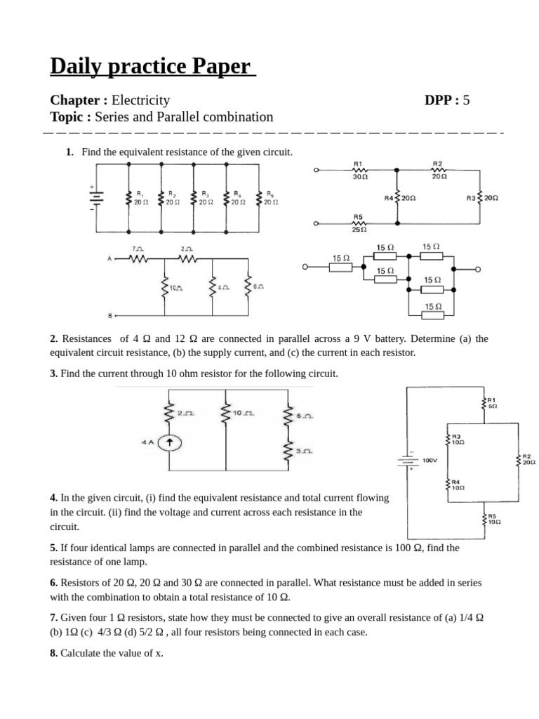 Series and Parallel dpp5 | PDF | Series And Parallel Circuits | Resistor