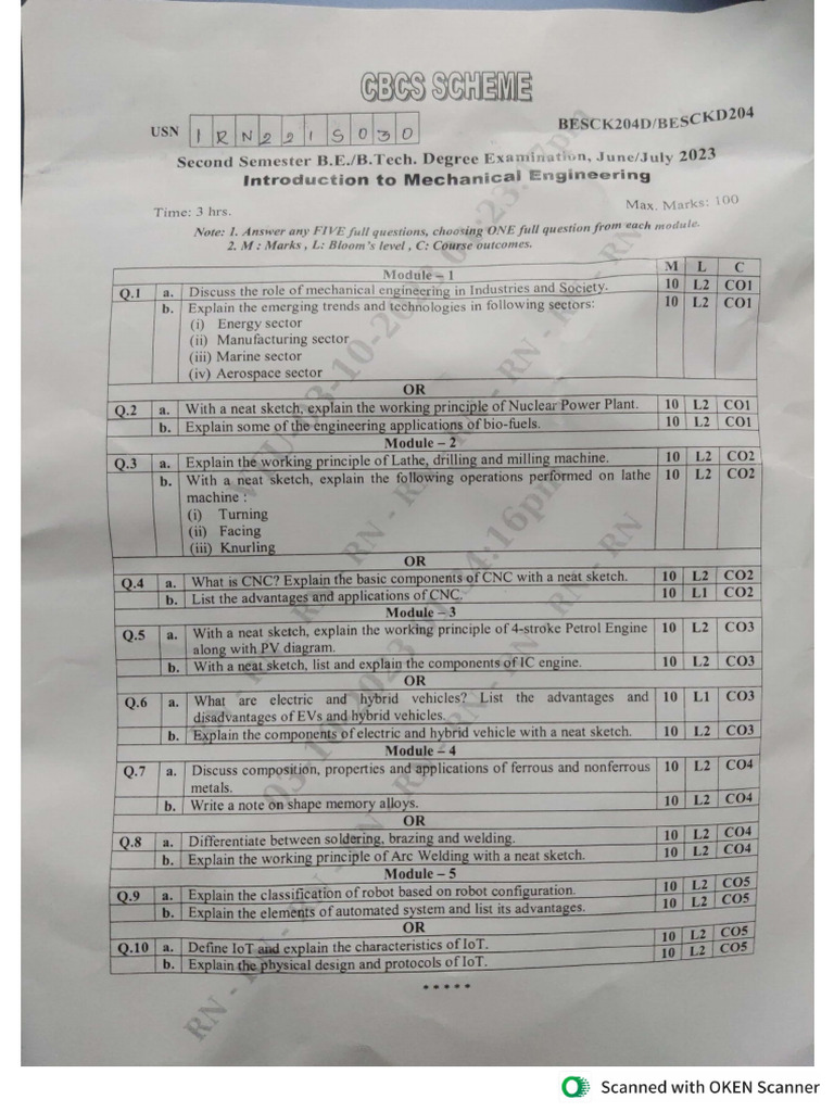 Mechanical Question Paper | PDF