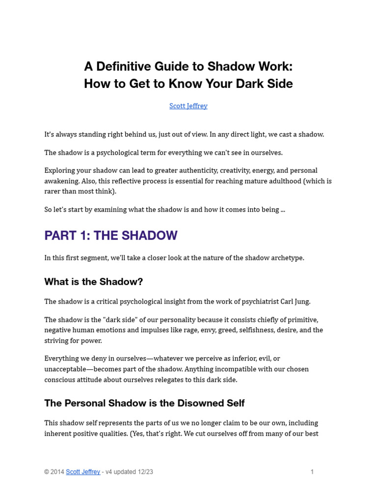 Understanding Shadow Work Essentials | PDF | Shadow (Psychology) | Carl ...