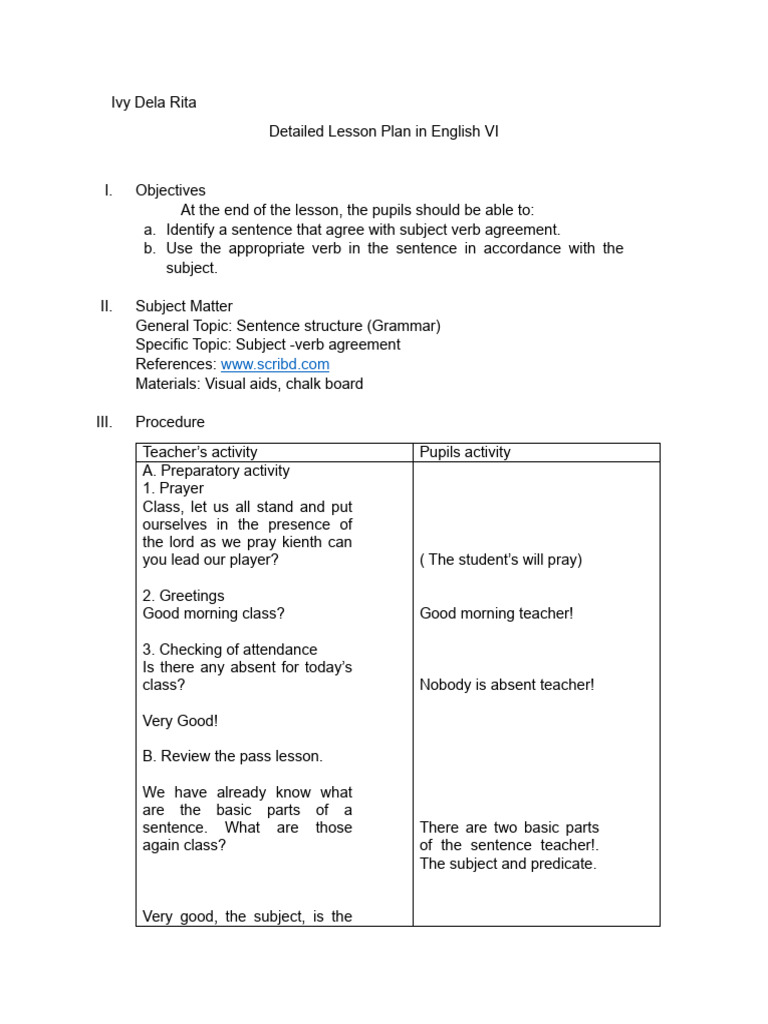 Ivy Dela Rita | Download Free PDF | Subject (Grammar) | Plural