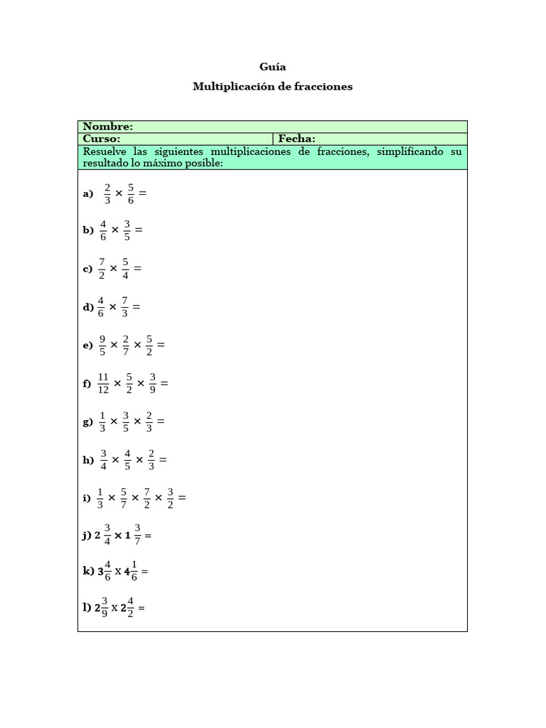 Multiplicación y Simplificación de Fracciones | PDF | Multiplicación