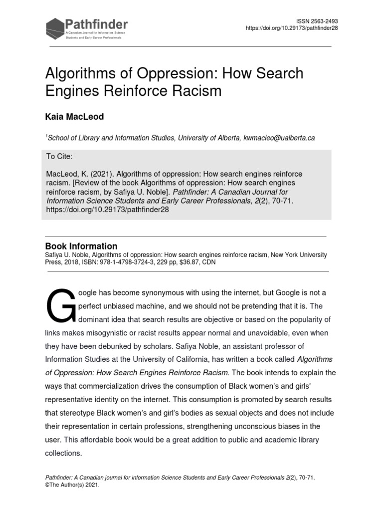 Algorithms of Oppression How Search Engines Reinfo | PDF | Anti Social ...