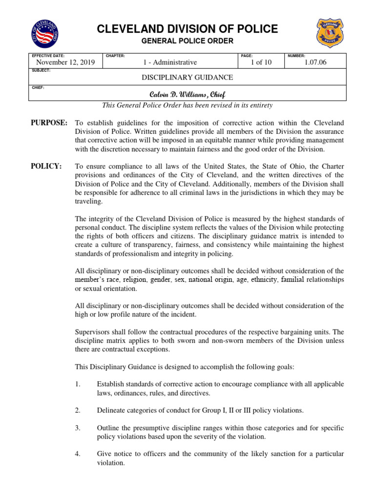 Cleveland Police Disciplinary Guidance | PDF | Police | Disciplines