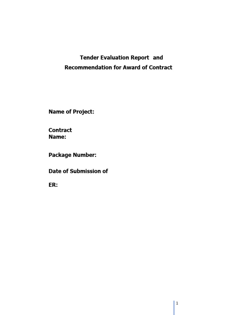 Tender Evaluation and Contract Award Report | PDF | Bankruptcy | Business