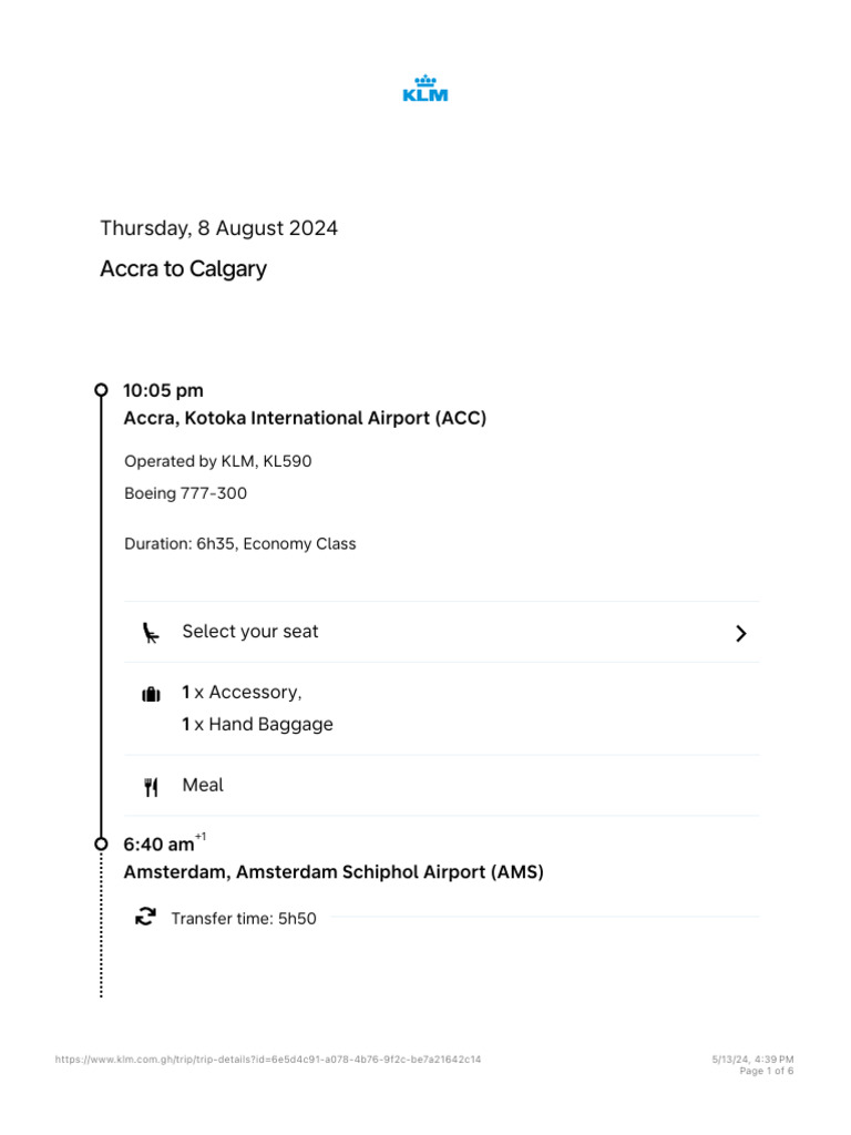 View Flight Details For Your Upcoming Flights With KLM My Trip - KLM ...