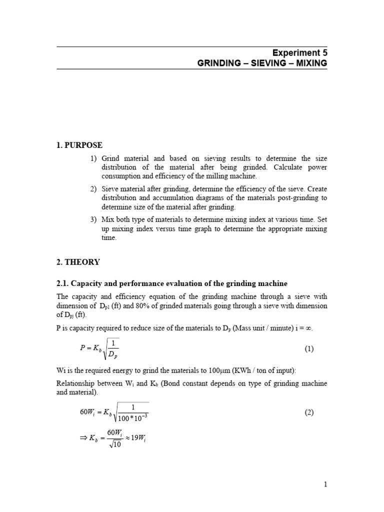 Grinding Sieving Mixing | PDF | Mill (Grinding) | Mixture