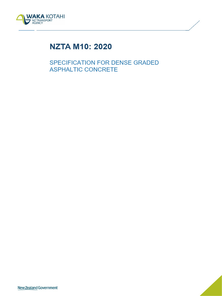 NZTA M10 2020 Specification For Dense Graded Asphaltic Concrete | PDF | Road Surface ...