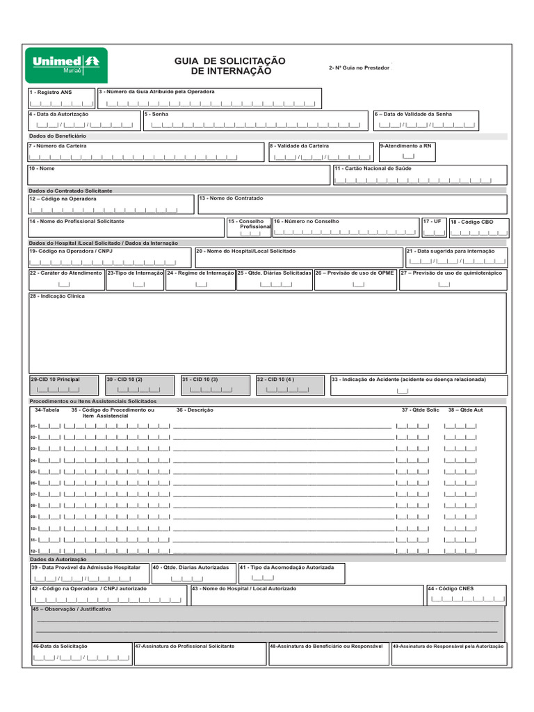 Guia de Solicitacao de Internacao | PDF