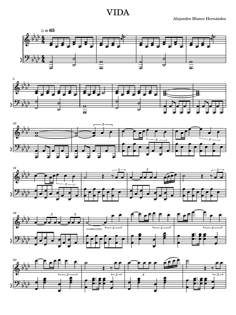 VIDA Partitura Piano | PDF | Musical Compositions | Poetics