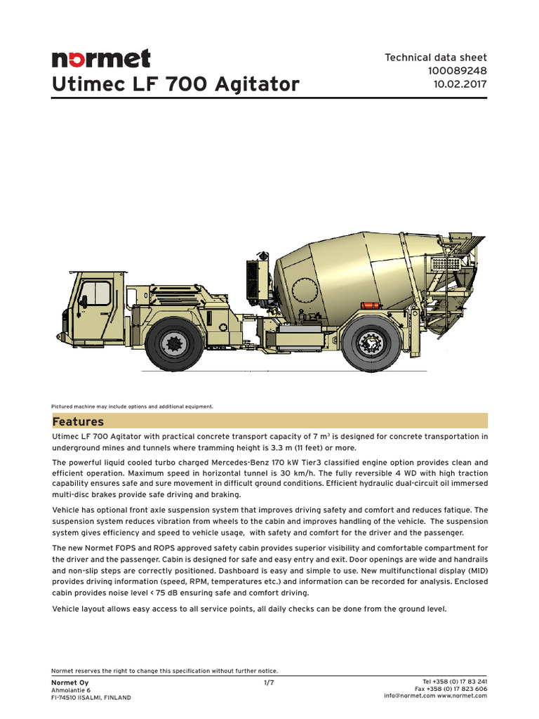 Utimec LF 700 Agitator 100089248 | PDF | Truck | Vehicles